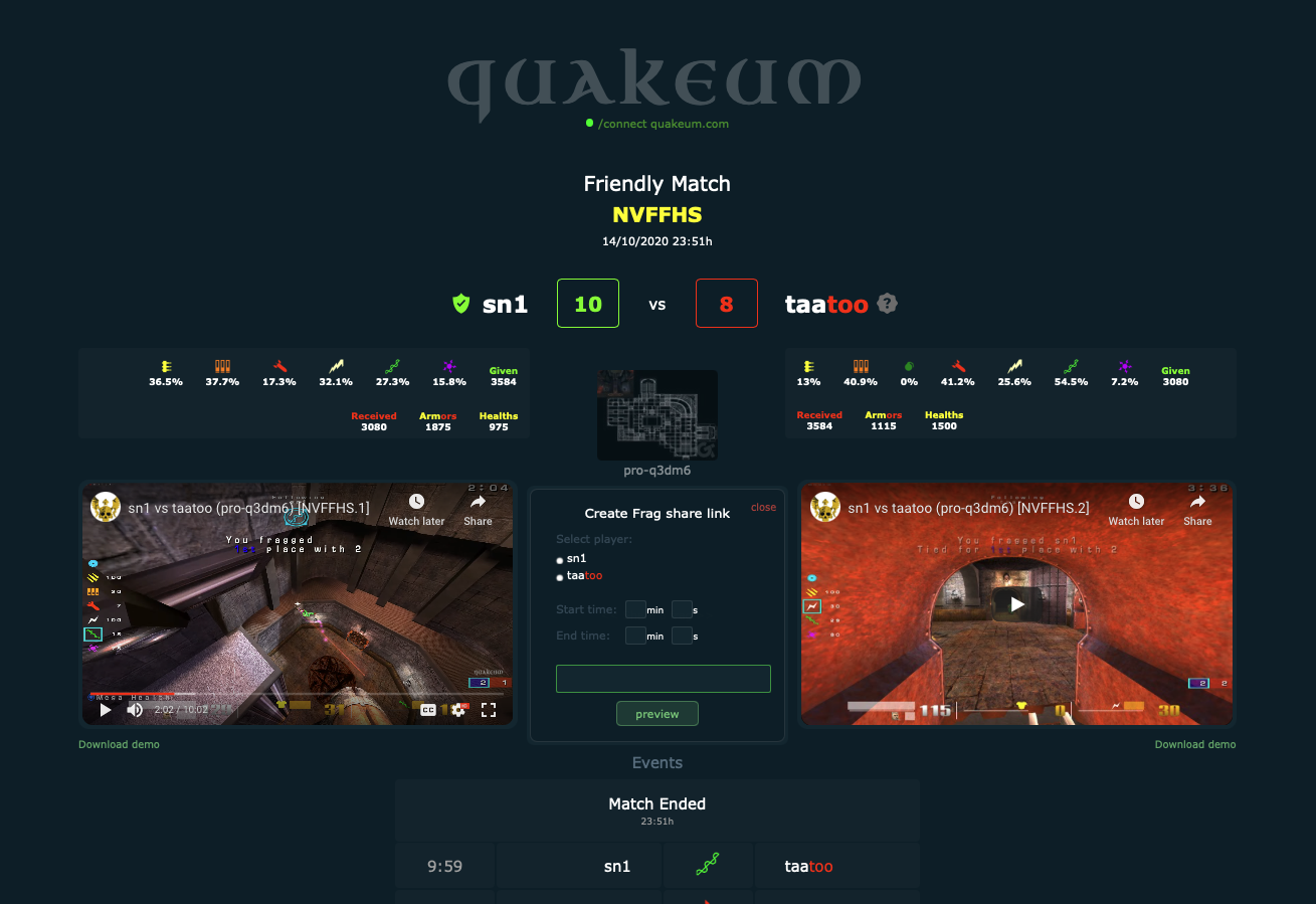 quakeum - original quake 3 arena duel server